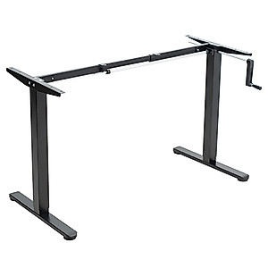 VIVO Compact Hand Crank Stand Up Desk Frame for 35 to 71 inch Table Tops, Ergonomic Standing Height Adjustable Base with Foldable Handle, Black, DESK-M051MB