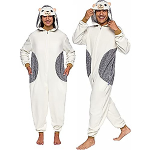 Funziez! Hedgehog Adult Onesie - Animal Halloween Costume - Plush Dalmatian One Piece Cosplay Suit for Adults, Women and Men