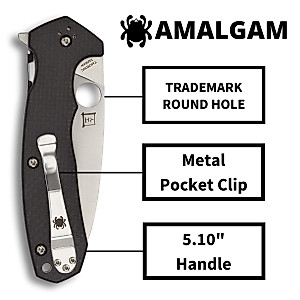 Spyderco Amalgam Premium Flipper Knife with 3.8" CPM S30V Stainless Steel Blade and Textured Carbon Fiber G-10 Handle - PlainEdge - C234CFP
