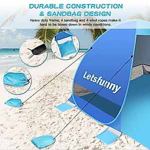 LetsFunny Large Pop up Beach Tent Sun Shade Shelter, UPF 50+ Pop-up 3-4 Person Outdoor Beach Tents Shelter Automatic Portable Sport Sun Umbrella Anti UV Baby Tent,Suitable for Family …