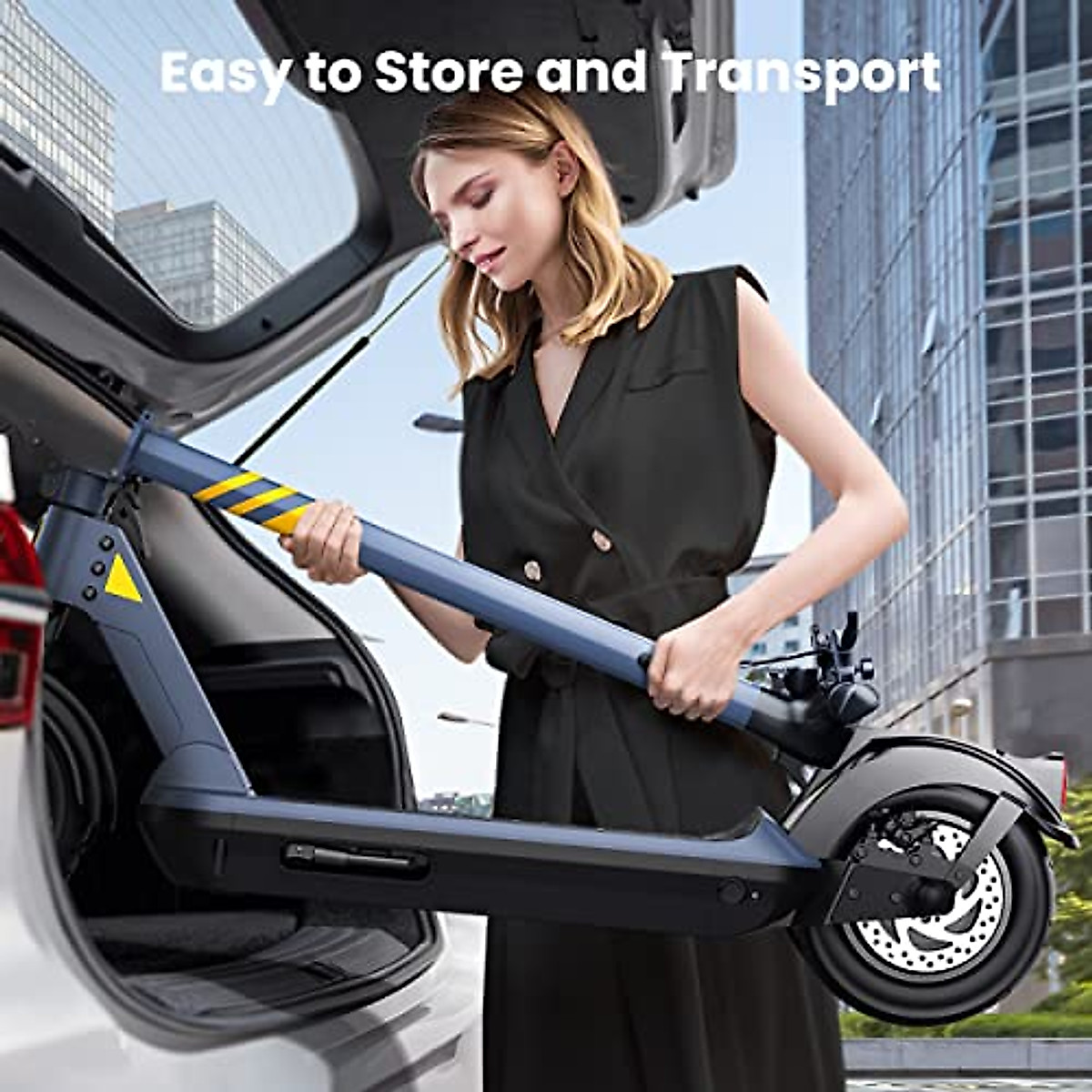 Hurtle Folding Electric Scooter - 10” Pneumatic Tires, 25 Miles Range, 19 MPH Max Speed, 500W 36V Brushless Motor Escooter with App Control, E-ABS Front Drum & Rear Disc Brakes, E-Scooter for Adult