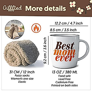 Triple Gifffted Worlds Best Mom Ever Coffee Mug & Socks Set for Mother, Gifts Ideas for Christmas,valentines, Mothers Day, Birthday, From Daughter and Son, Cool Mommy Presents, Ceramic Cup 380ml