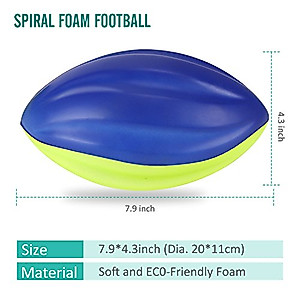 8.5" Foam Spiral Football PU Soft Balls, Set of 3, for Kids Sports Training Practice Indoor Outdoor Play