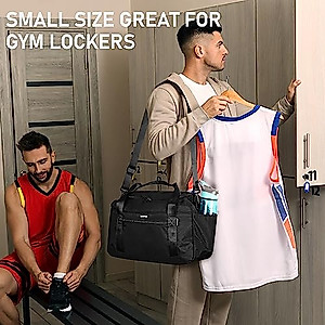 ECOHUB Small Gym Bag Travel Duffle Bag with Wet Pocket & Shoes Bag Waterproof Personal Item Bag Weekender Bag for Men and Women Overnight Shoulder Bag with Laptop Compartment (Black)