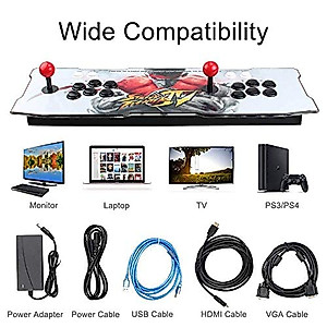 XFUNY. Arcade Game Console 1080P 3D & 2D Games 8000 in 1 Pandora's Box 3D 2 Players Arcade Machine with Arcade Joystick Support Expand Games for PC / Laptop / TV / PS3 (B)