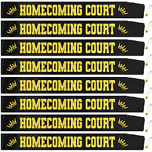 8 Pcs Homecoming Court Sashes with Gold Glitter, Black Homecoming Party Prom Sash for Pageants Homecoming Party School Dance Graduation Party Decorations Accessories (Black + Gold)