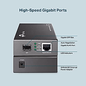 TP-Link MC220L | Gigabit SFP to RJ45 Fiber Media Converter | Fiber to Ethernet Converter | Plug and Play | Durable Metal Casing | Versatile Compatibility | Auto-Negotiation | UL Certified