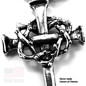 FORGIVEN JEWELRY Nail Cross Crown of Thorns Necklace on Ball Chain
