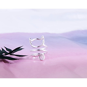 Hi-Summer Jewelry Helen de Lete Innovative Cat Kitty Sterling Silver Ring Small Size