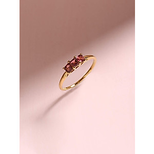 YoTreasure 0.45 Ct. Pink Tourmaline Solid 10k Yellow Gold 3 Three Stone Engagement Ring