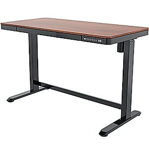 KOBLE Juno 48” Electric Height-Adjustable Desk with Black Frame and Walnut Foil Top