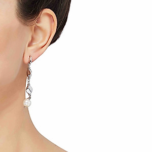 Welry 9-10mm Freshwater Cultured Pearl Drop Earrings in Sterling Silver