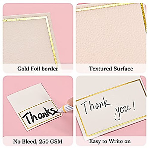 KraftiSky 100 Pack Place Cards for Table Setting with Gold Foil Border Table Tent Cards for Seating Perfect for Weddings, Dinner Parties, Banquets 2” x 3.5”