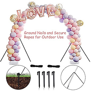 Upgraded Balloon Arch Stand Kit, Balloon Arch Frame with 15 White Rods, Steel Pipes, Balloon Pump and Water Fillable Base, Adjustable Height for Wedding Baby Shower Birthday Party Decoration