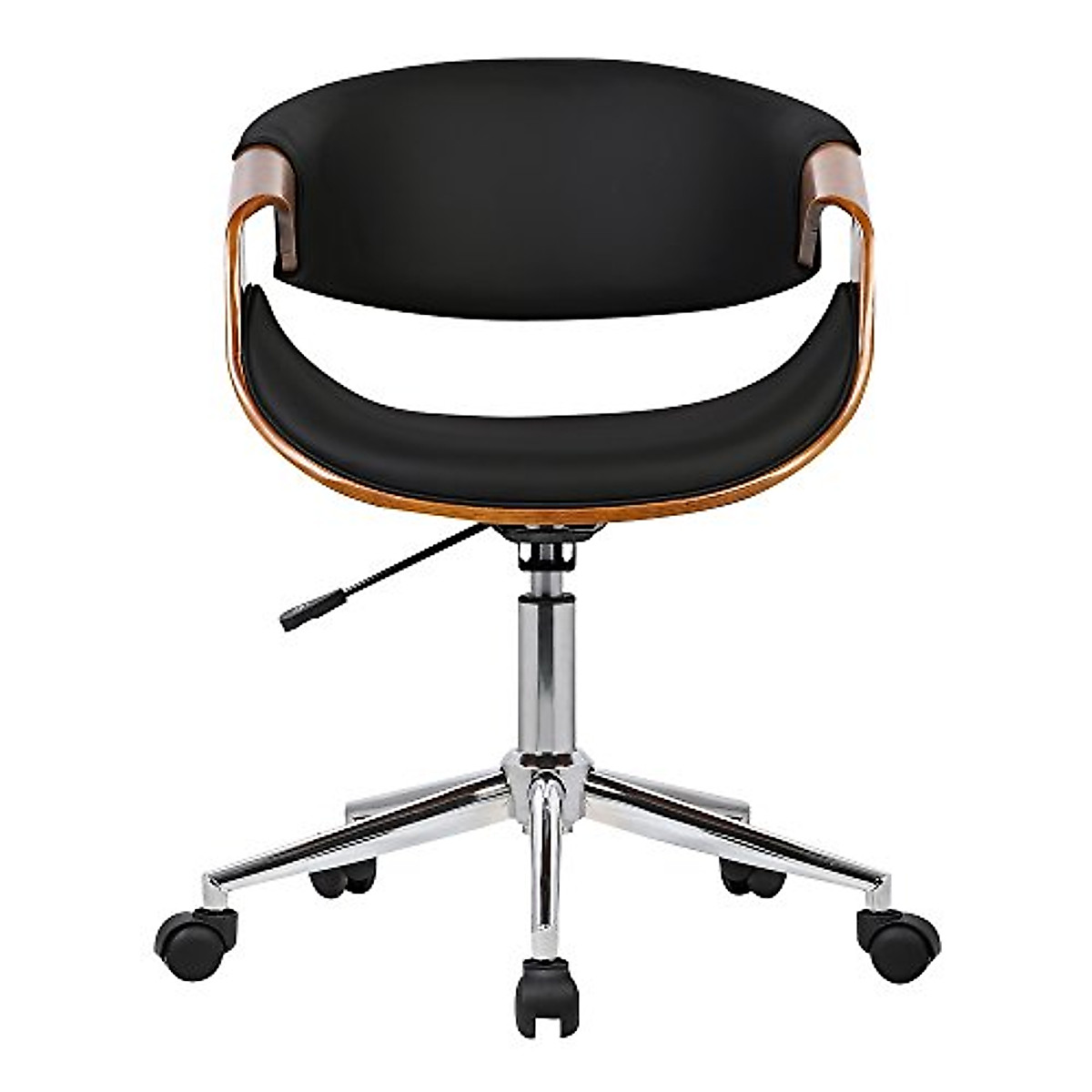 Armen Living Geneva Office Chair in Black Faux Leather and Chrome Finish
