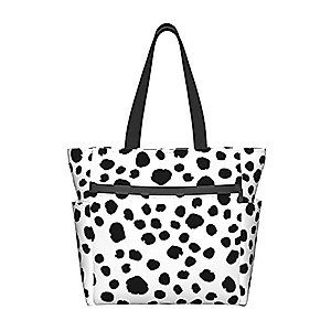 suzpngi Black Dot Casual Tote Bag Multi-functional Shoulder Bag for Gym Work Travel Shopping