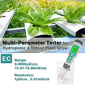 Digital Salinity Tester for Salt Water - Aquarium Salinity Meter with ATC, IP67 Waterproof, 0-200 PPT Large Range Multi-Parameter Tester for Seawater, Fish Tank, Hydroponics