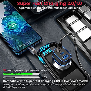 115W USB C Car Charger, VELOGK 3-Port [PPS&PD&QC3.0] 65W 45W 30W Super Fast Type C Car Charger Adapter for iPhone 15 Pro Max Samsung S24 S23 S22 Ultra Note 20, iPad, Macbook/Dell,with 100W USB C Cable