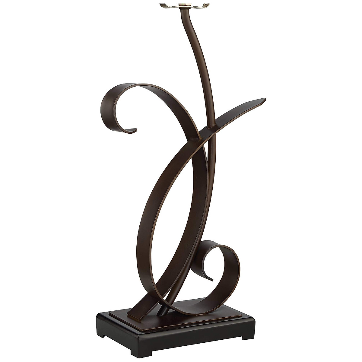 Franklin Iron Works Teri Rustic Farmhouse Table Lamp 27" Tall Vintage Brown Scroll Metal Light Mica Tapered Rectangular Shade for Bedroom Living Room House Home Bedside Nightstand Office Entryway