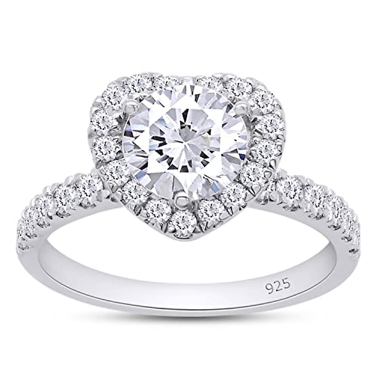 SAVEARTH DIAMONDS Lab Created Diamond Moissanite Engagement Rings for Women Wedding Rings 1.40ct D Color VVS1 Clarity Round Cut Moissanite Ring in 18K White Gold Plated 925 Sterling Silver Size-7