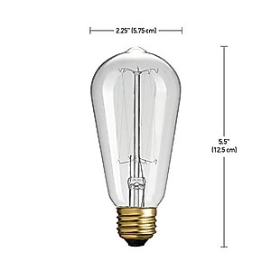 Globe Electric 01321 60W Vintage Edison S60 Squirrel Cage Incandescent Filament Light Bulb, E26 Base, 220 Lumens, 2200 Kelvin, Edison Bulbs, Vintage Light Bulbs, E26 Light Bulb, Home Improvement