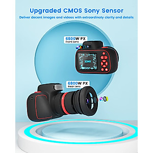 MOREXIMI Upgarded Kids Camera, 4K Digital Camera for Kids with Shutter AF, Rotable Zoom Lens, Video Camera Toy for 8-12 Years Old Boys Girls, Best Christmas Birthday Gifts, with 64G SD Card