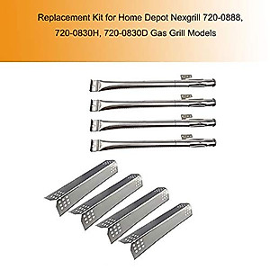 Sunshineey Gas Grill Replacement Parts Kit Stainless Steel Pipe Burner and Heat Plates for Home Depot Nexgrill 720-0830H, 720-0830D Model