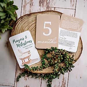 Prayer & Milestone Cards for Baby's First Year, Monthly Baby Milestone Cards, Unique First Time Mom Gift, Religious Baby Shower Gifts, Gender Neutral Baby Keepsake (Classic Neutral)