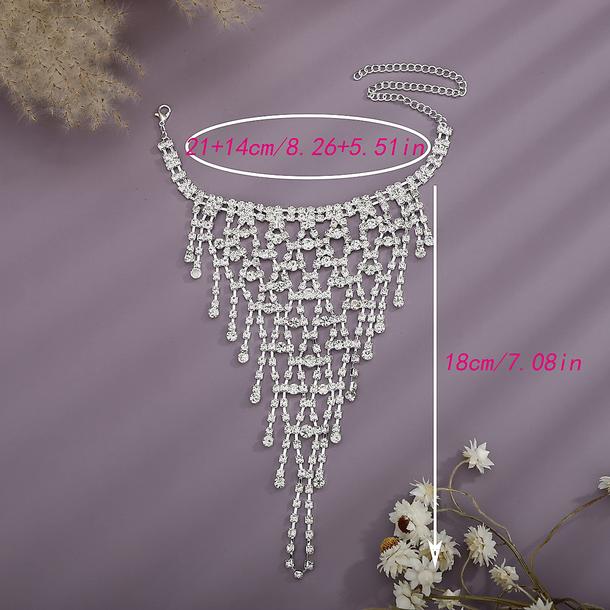 YERTTER Silver Wedding Full Rhinestone Hand Back Chain Sparkly Crystal Finger Bracelet with Ring Hareness Hand Chain Slave Link with Ring Bracelet Accessories Party for Women Girls（Silver 1)