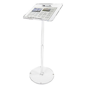 Strong Ultra Clear Acrylic Pulpit Podium Stand, Easy to Assemble Durable Podium Portable Larger Flexible Adjustable Angle Podium Stand with Baffles and Pen Slot for Church Speeches Wedding Teacher
