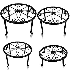 yosager 4 Pack Metal Plant Stands for Flower Pot, Heavy Duty Potted Holder, Indoor Outdoor Metal Rustproof Iron Garden Container Round Supports Rack for Planter