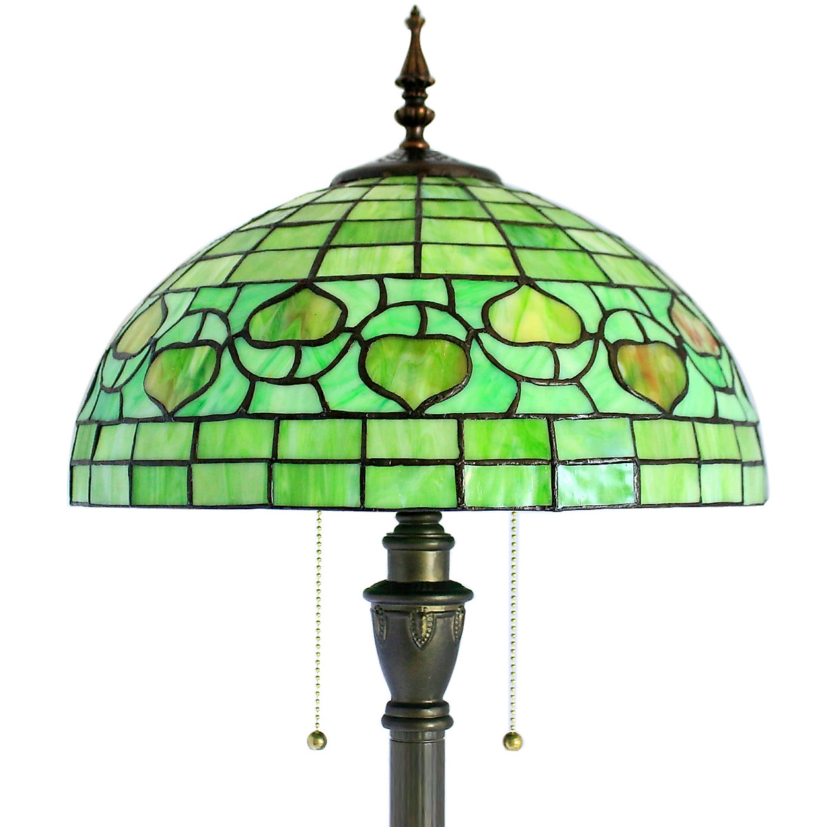ZJART Tiffany Floor Lamp Green Stained Glass Apple Style Reading Lamp W16H70 Inch Tall Antique Standing Pole Light Bronze Finsh, Bright Lighting Decor Home Corner Living Room Bedroom Office