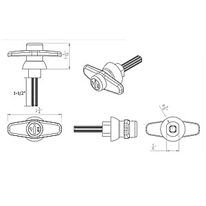 Bauer Side Access or Windoor Lock. Part# T500 (T-500) | Truck Cap Lock Side Access Window Handle for LEER A.R.E K127 Key | Tonneau Cap Cover Lock T-500 Handle for LEER Century (1 Pack)