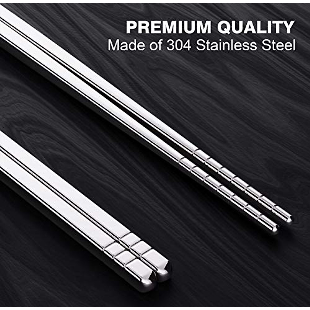 Omia Metal Chopsticks Premium Reusable 5 Pairs Stainless Steel Chopsticks Dishwasher Safe Lightweight Non-Slip Chop Sticks