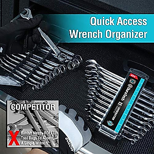 DURATECH Combination Wrench Set, SAE & Metric, 22-piece, 1/4'' to 7/8'' & 8-19mm, CR-V Steel, Organized in Wrench Holder