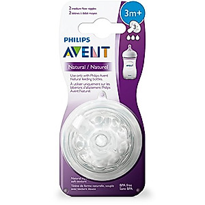 Philips AVENT Natural Baby Bottle Medium Flow Nipple 3M+, One Size, 2 Count