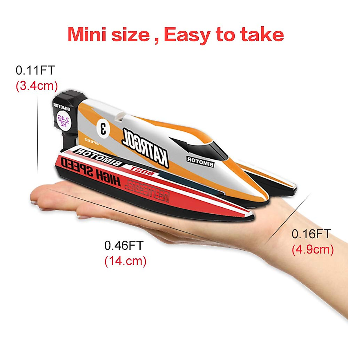 Gizmovine Mini Remote Control Boat for Kids Age 5-9, Fast Rc Boats for Pools Racing Submarine Water Toys Adults Kids Gift, Orange Upate Version