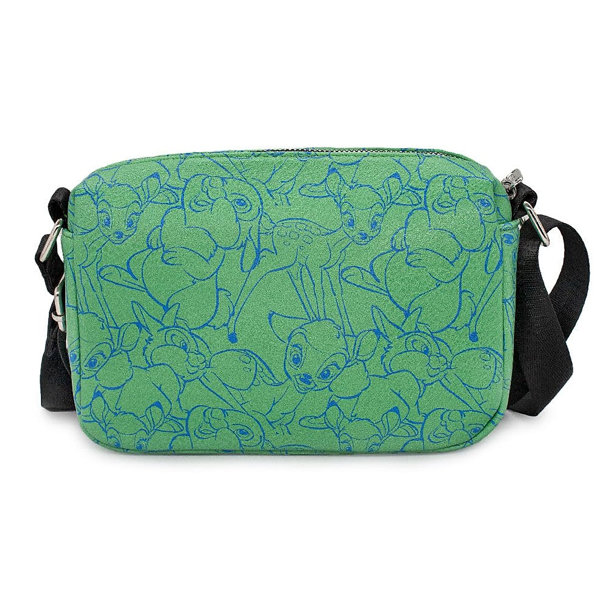 Disney Bag, Cross Body, Rectangle, Bambi and Thumper Outline Poses Stacked, Green Blue, Vegan Leather
