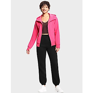 THE GYM PEOPLE Women's Fleece Sweatpants Warm Workout Joggers Pants with Pockets Black