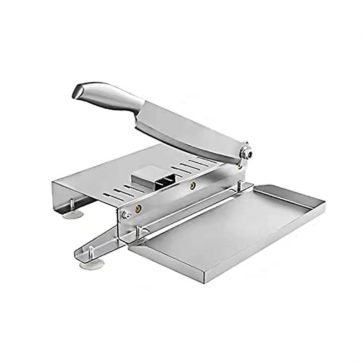 N / B Manual Meat Slicer, Stainless Steel Frozen Meat Slicer, Sharp Blade, Fast Cutting, with Side Tray, for Home Use Beef Mutton Bacon Cheese Nougat Deli