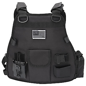 MANGEMA Heavy Duty Radio Harness Holder Tactial Chest Tool Pag Front Pounch Holster Pack MOLLE Vest Breathable 3D Mesh Liner Military Vest for Baofeng UV5R Motorola Kenwood Two Way Radio Walkie Talkie