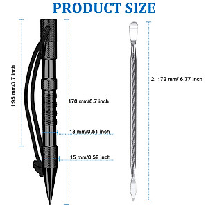 Ferraycle 12 Pieces Paracord FID Set Stainless Steel Knotter Tools Marlinspike Set Paracord Stitching Lacing Stitching Needles and Smoothing Tool Knotter Tools for Leather or Paracord Work (Black)