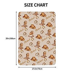 Personalized Cowboy Baby Car Seat Canopy for Babies with Name, Western Car Seat Covers for Boys Girls, Peekaboo Opening Minky Nursing Breastfeeding Cover Infant Stroller Canopies for Newborn