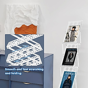 XIDIHF Brochure Magazine Catalog Literature Display Rack Stand,Foldable Magazine Stand 4 Pockets with Carrying Bag for Office Trade Show Exhibitions (White)