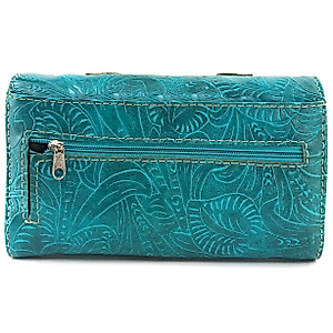 Justin West Western Laser Cut Wing Turquoise Cross Gleaming Messenger Handbag with CrossBody Strap (Red)