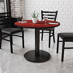Flash Furniture Graniss 36'' Round Mahogany Laminate Table Top with 24'' Round Table Height Base