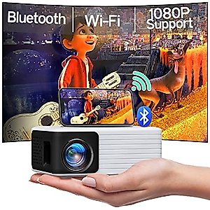 Mini Projector with WiFi Bluetooth, Portable Projector Full HD 1080P Support, YOTON Video Projector for Home Theater, Compatible with PC/Tablet/Fire Stick/iOS and Android Phone Projector