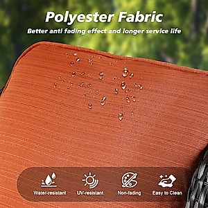 XIZZI Patio Furniture Sets with High Back Sofa,5 Pieces Outdoor Furniture Conversation Set,All Weather Wicker Outside Couch with Chairs and Ottomans,Brown Wicker Orange Red