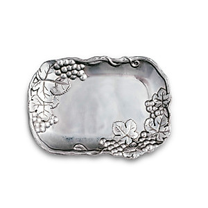 Arthur Court Designs Aluminum Grape Food Service Tray, Desktop Storage Organizer, Catchall, Valet, Nightstand or Dresser 9.5 inch Long