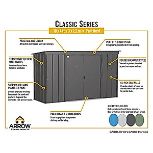 Arrow Shed Classic 10' x 4' Outdoor Padlockable Steel Storage Shed Building